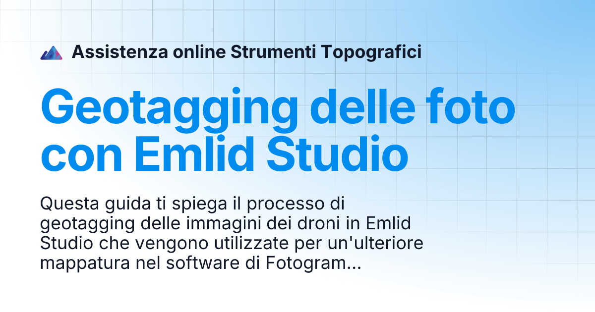 Geotagging delle foto con Emlid Studio | Assistenza online Strumenti ...